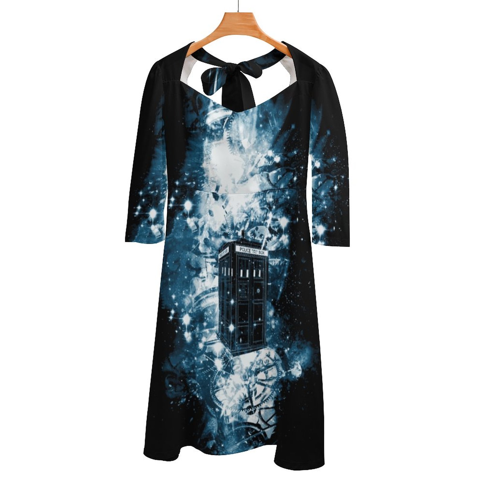 And Time Square Neck Dress Summer Dress Women Elegant Halter Print ...