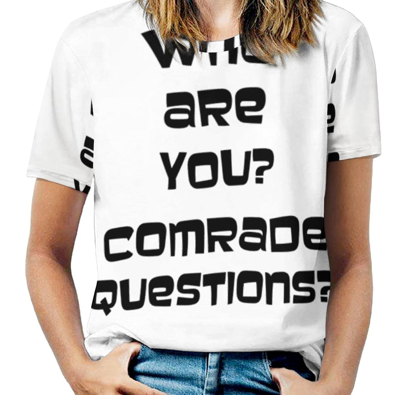 And Who Are You Comrade Women's T-Shirt New Fashion Printed Zipper V ...