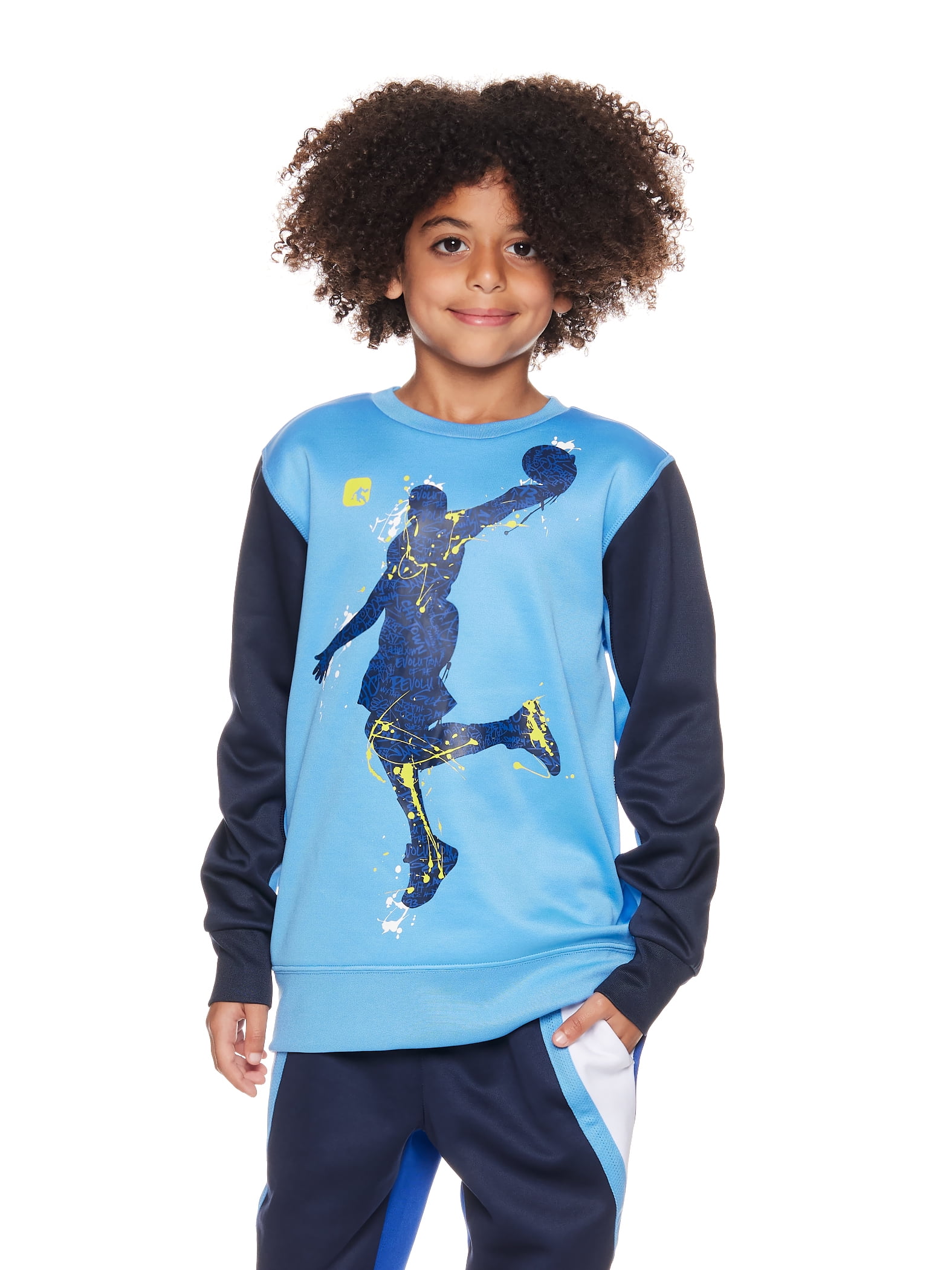And1 Boys Active Fastbreak Crewneck Sweater, Sizes 4-18 - Walmart.com