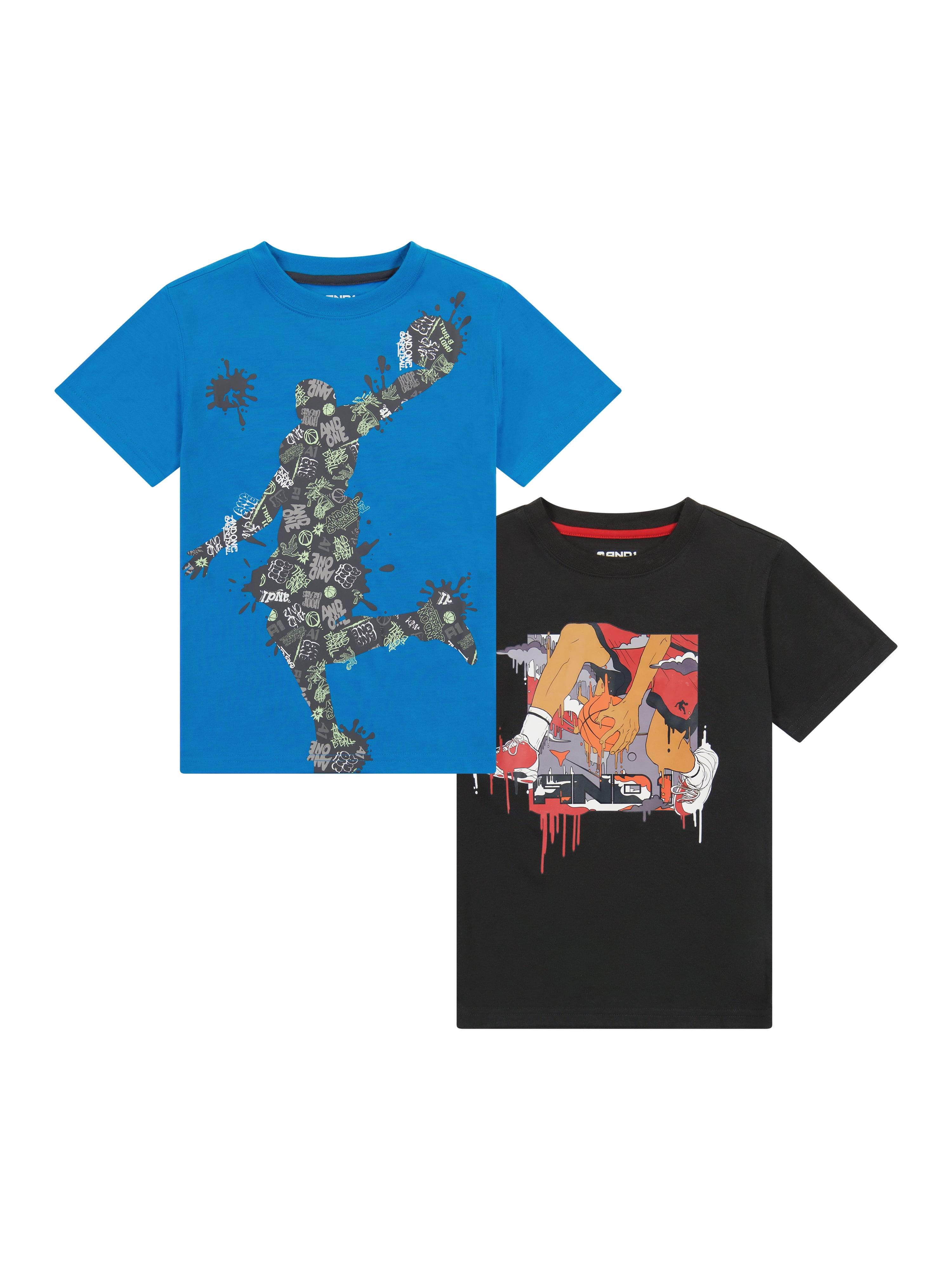 And1 Boys Basketball Dunk Graphic Tee, 2-Pack Set, Sizes 4-23 - Walmart.com