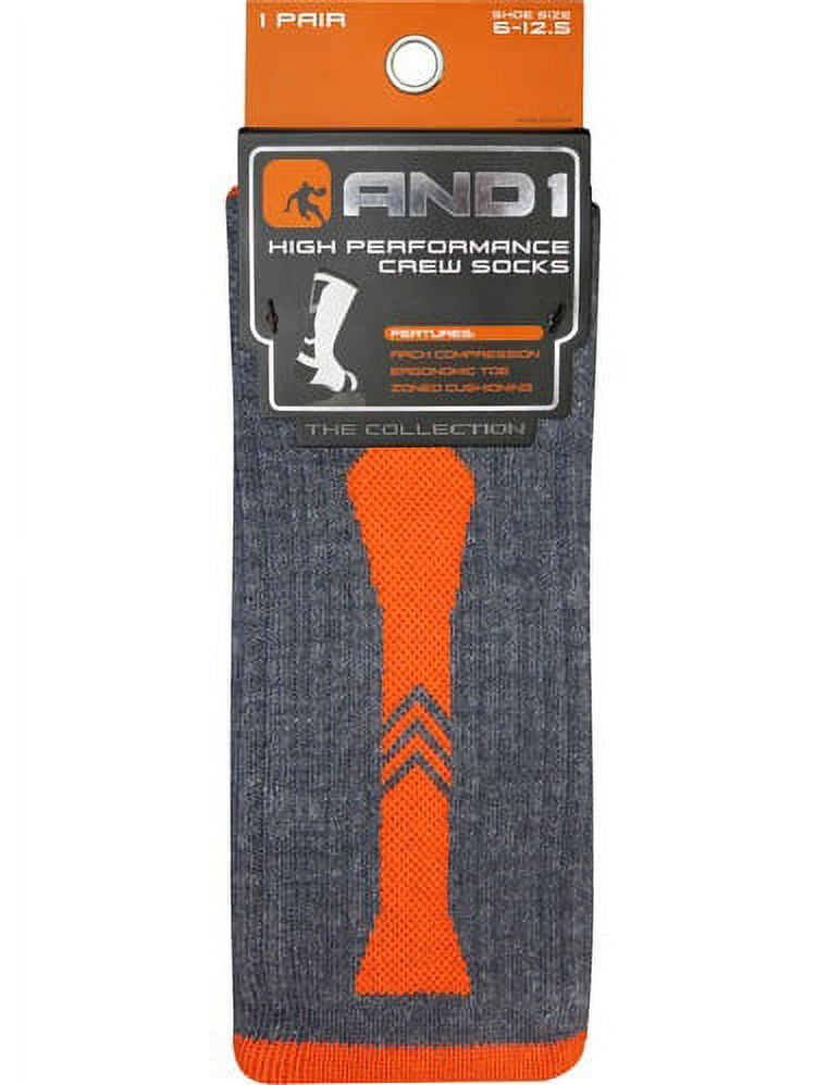 And1 Men's High Performance Crew Socks W - Walmart.com