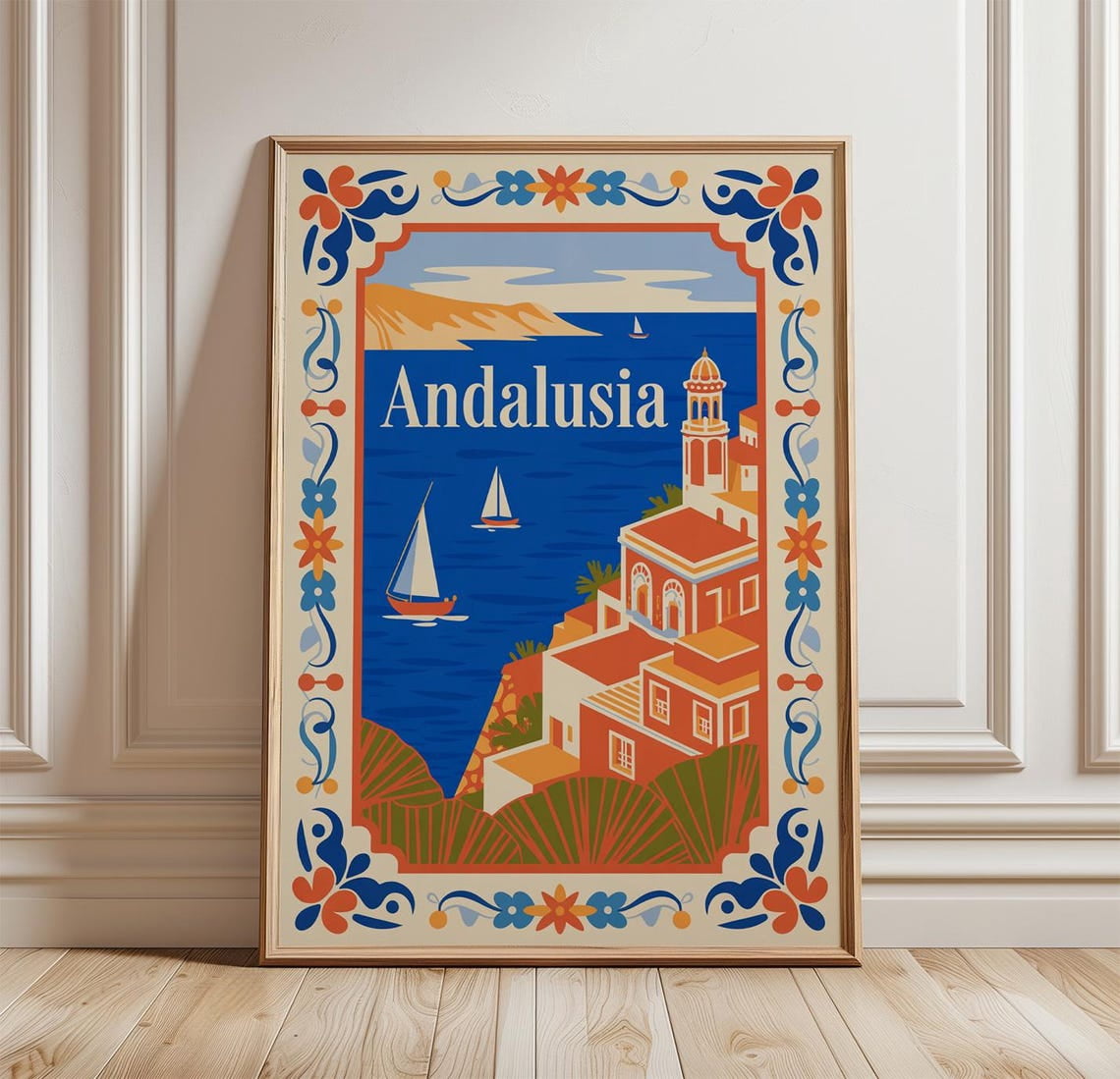 Andalusia Spain Travel Coastal Mediterranean Town Wall Art Unframed ...