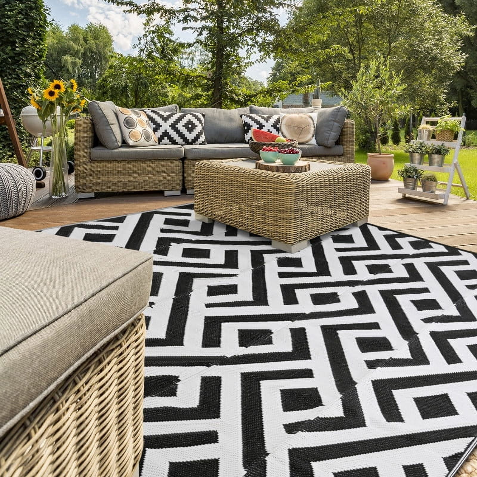 Andecor Outdoor Rug Waterproof Reversible Patio Carpet Portable Area ...