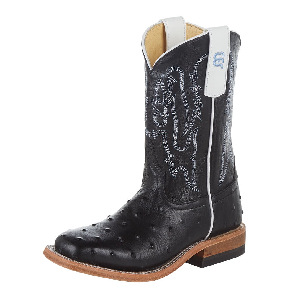 Anderson Bean Boys Kids AB Impostrich Goat Top Cowboy Boot 4Y Black ...