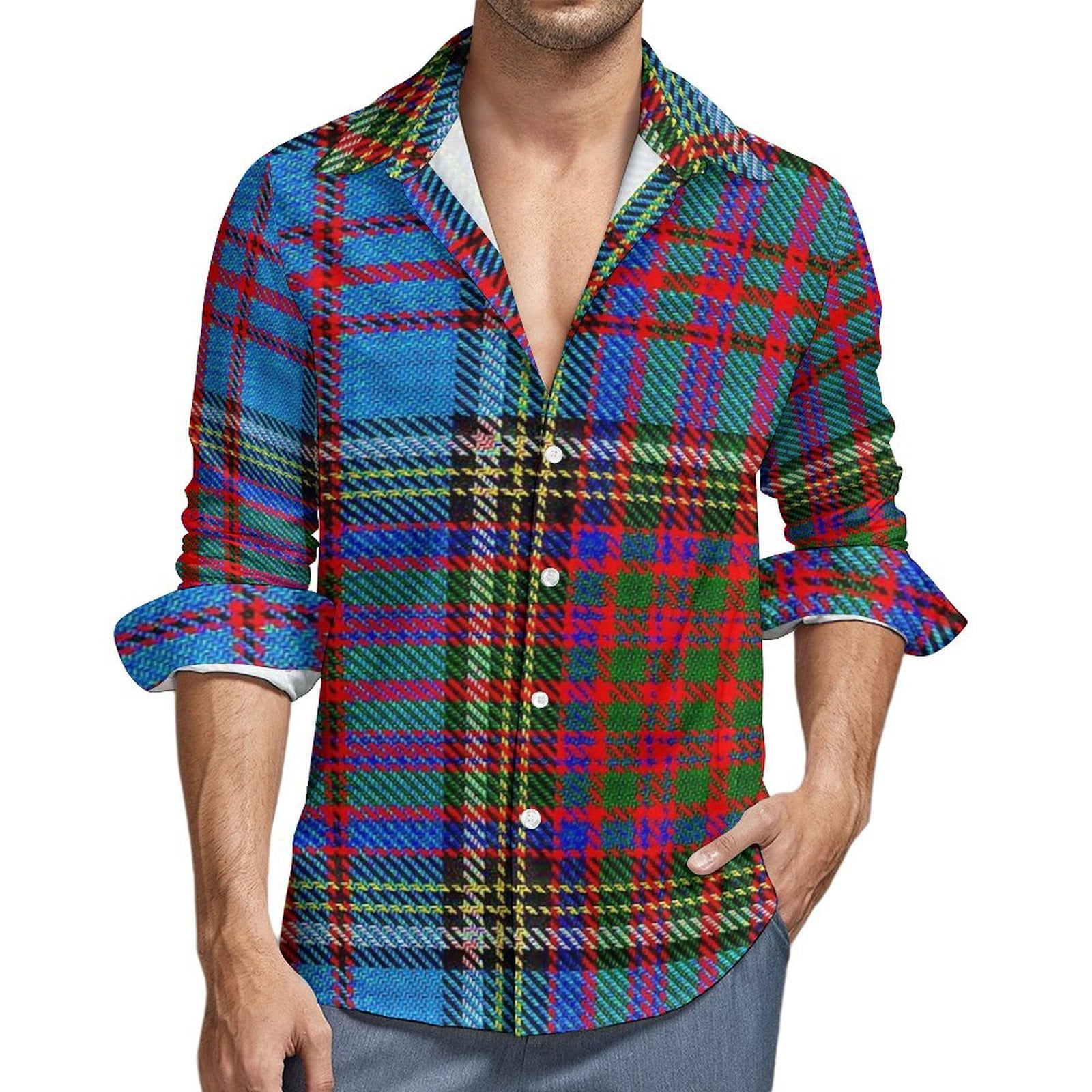 Anderson Clan Tartan Hawaiian Shirt for Men Long Sleeve Button Down ...