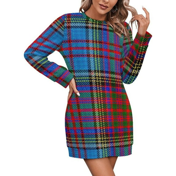 Anderson Clan Tartan Women Elegant Long Sleeve Warm Dress Autumn Winter ...