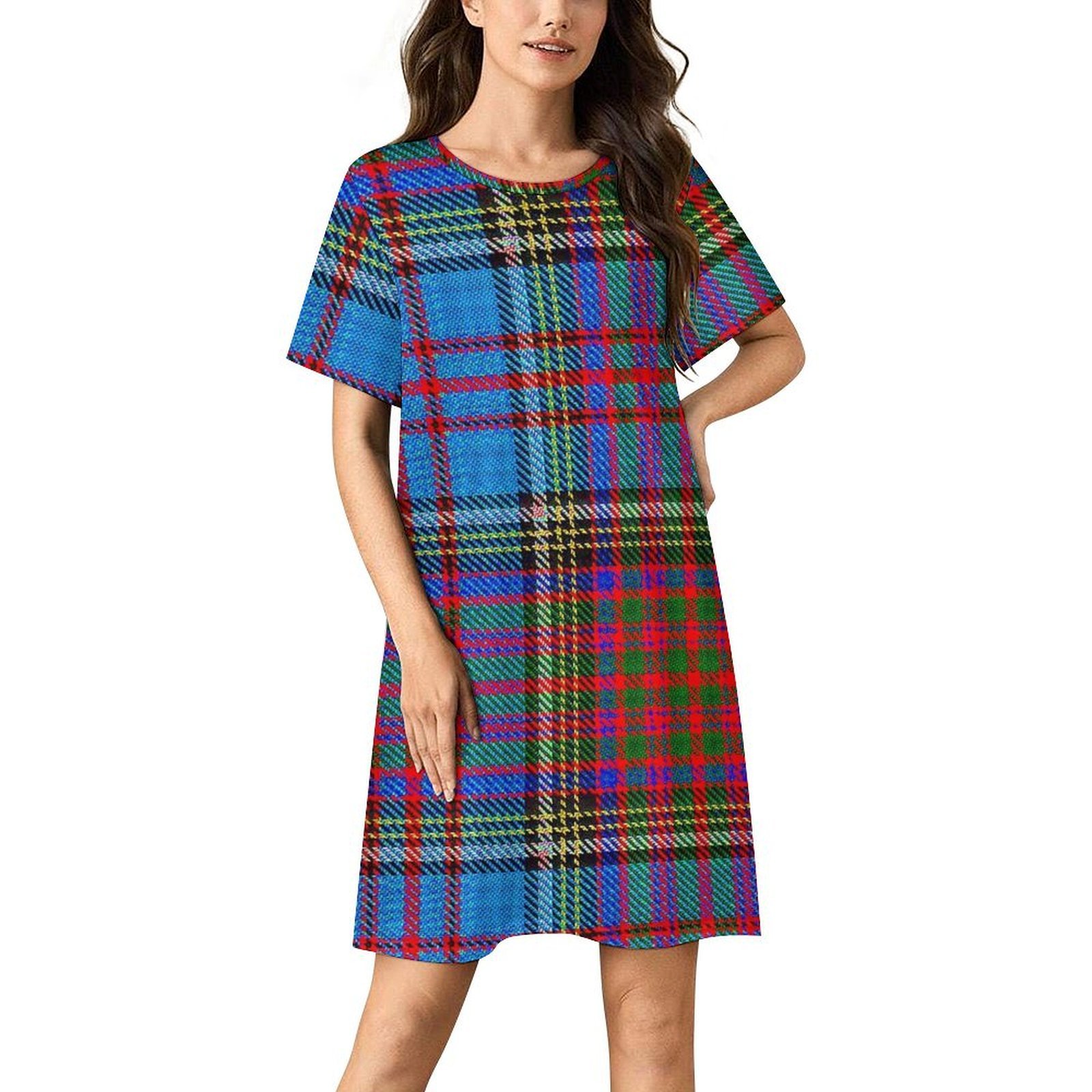 Anderson Clan Tartan Women Nightgown Sleepwear Short Sleeves For ...