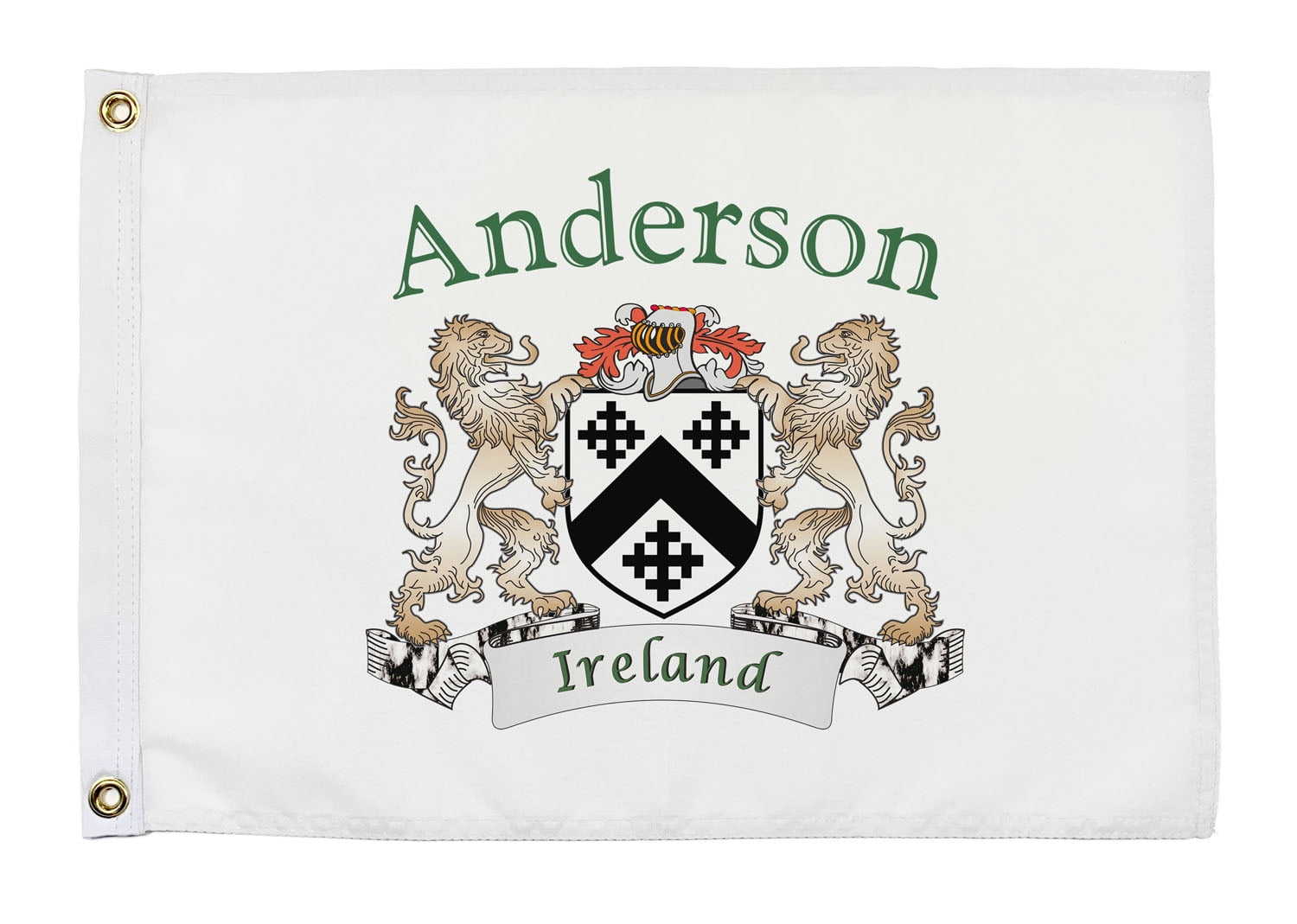 Anderson Irish Coat of Arms Small White Flag - 16"x10.5" inches ...