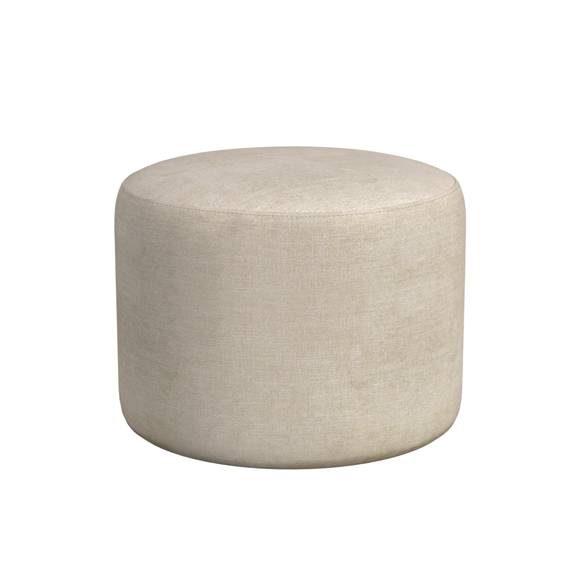 Anderson Living Room Upholstered Wood and Fabric Round Ottoman in Cream ...