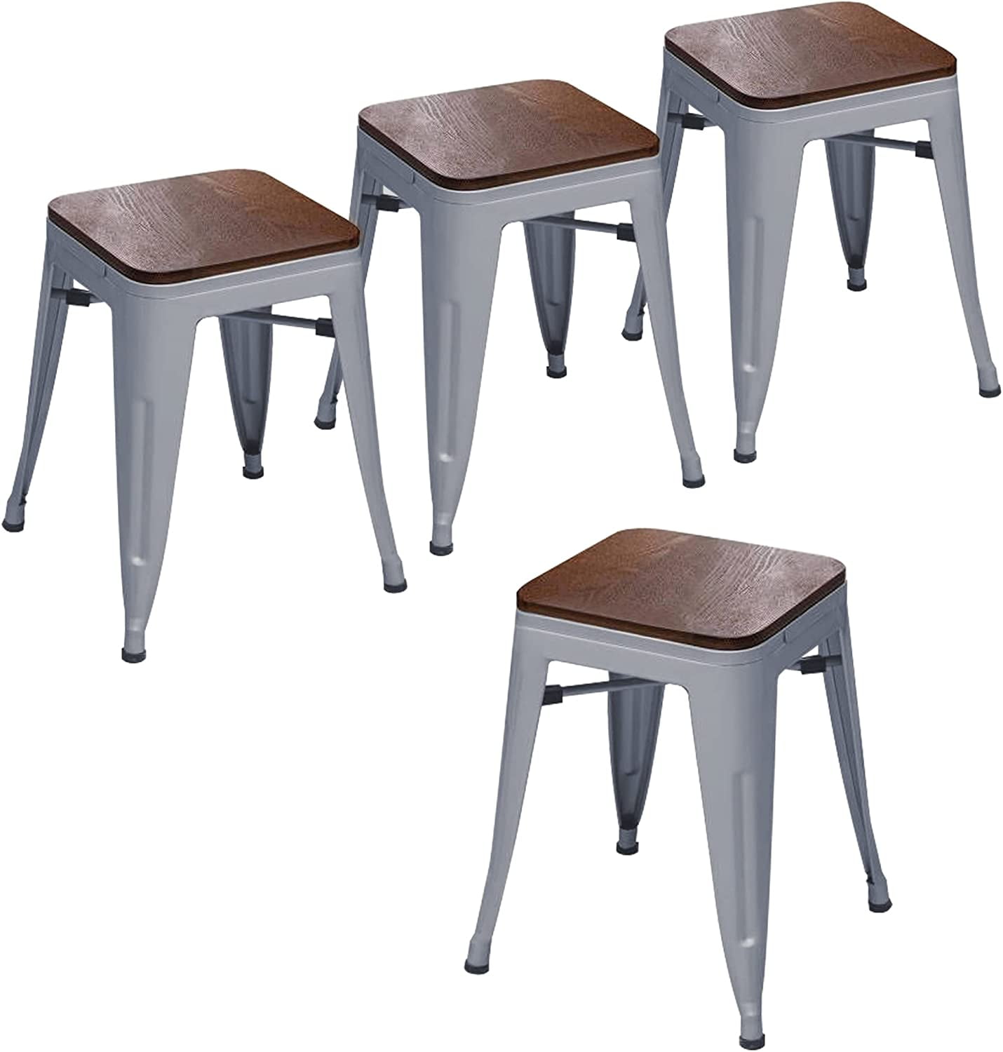 Andeworld 18 inch Stackable Metal Bar Stools Set of 4, Counter Height ...