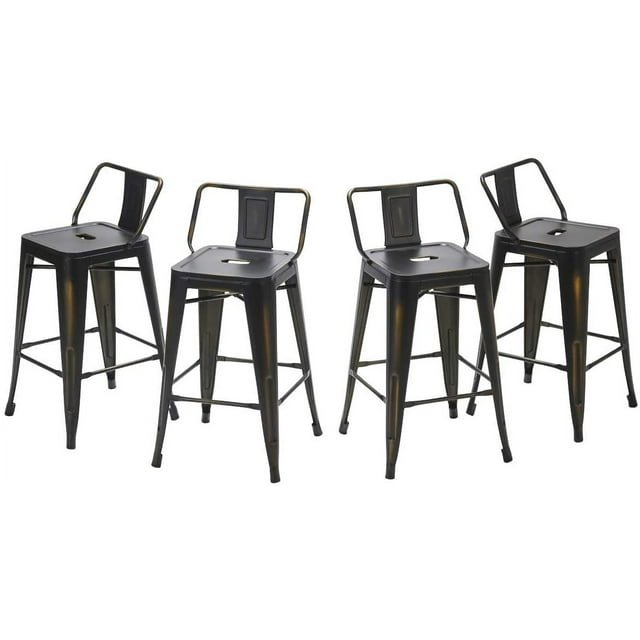 Andeworld 24" Low Back Distressed Gold Bar Stools Metal Barstools ...