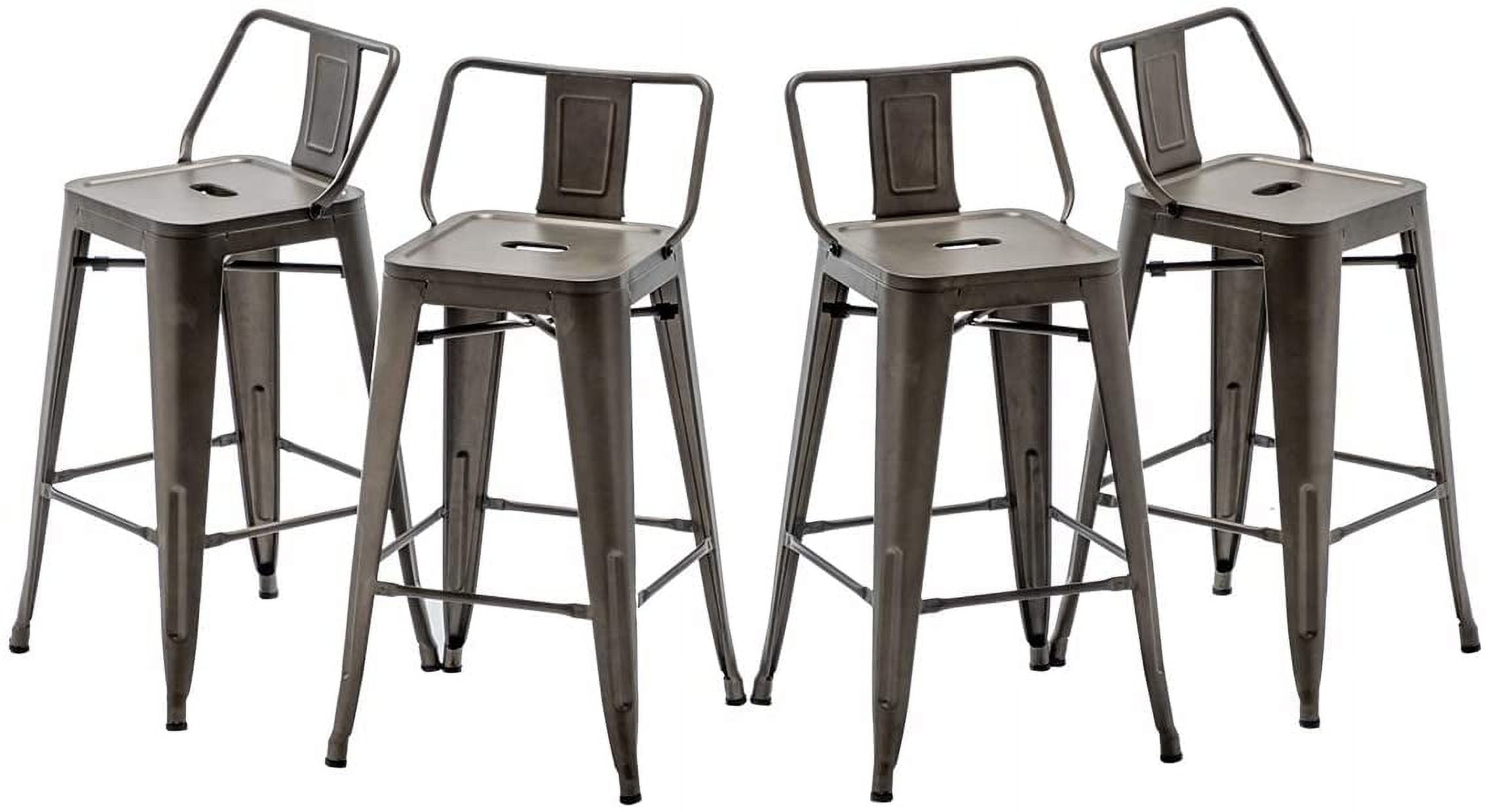 Andeworld 24" Low Back Metal Counter Stool Height Bar Stools [Set of 4 ...