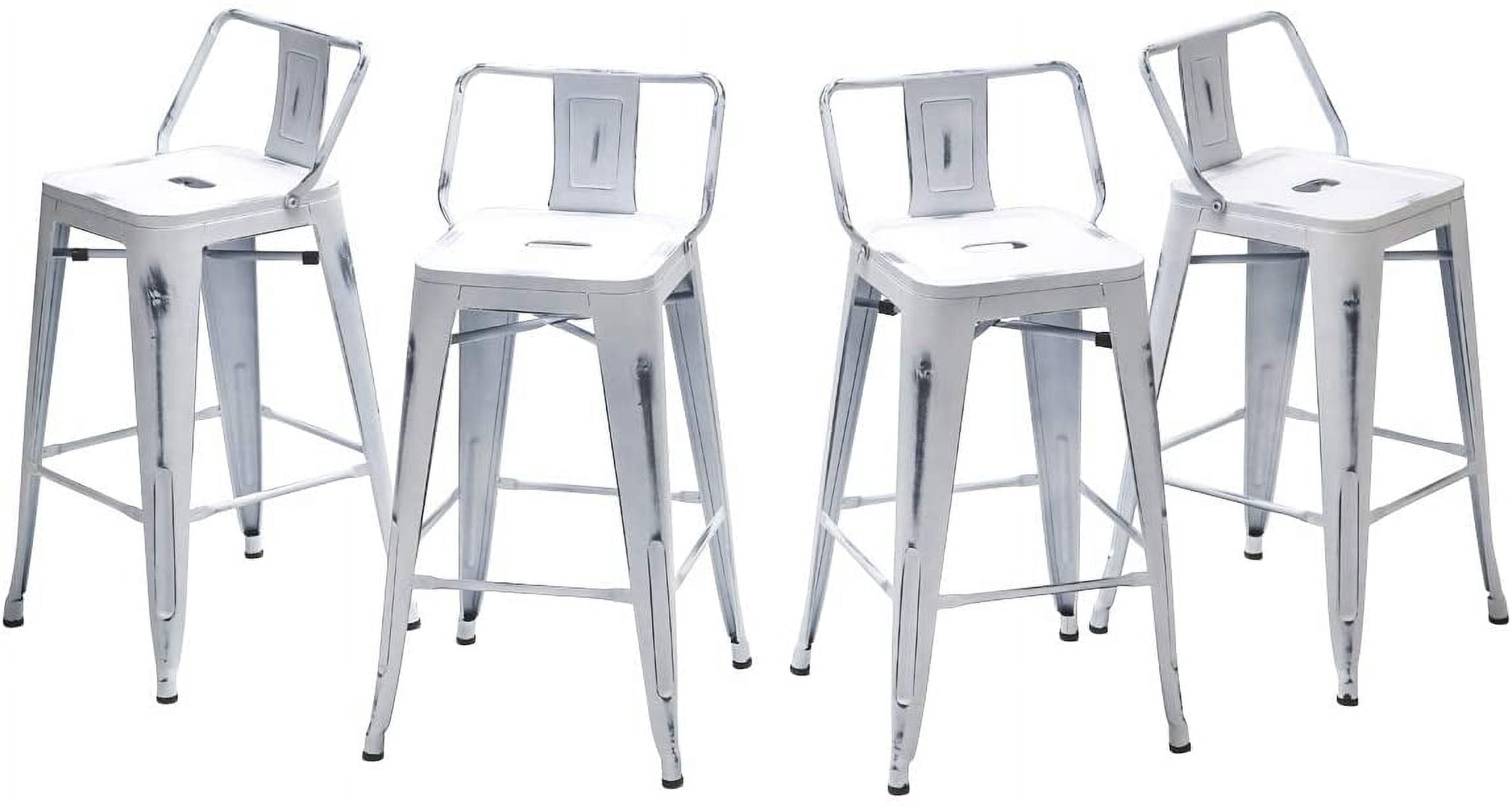 Andeworld 26" Low Back Distressed White Bar Stools Metal Barstools ...
