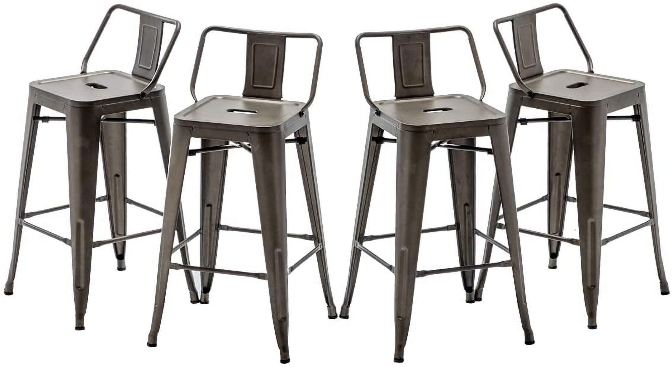 Andeworld 26" Low Back Metal Counter Height Bar Stools, Set of 4 ...