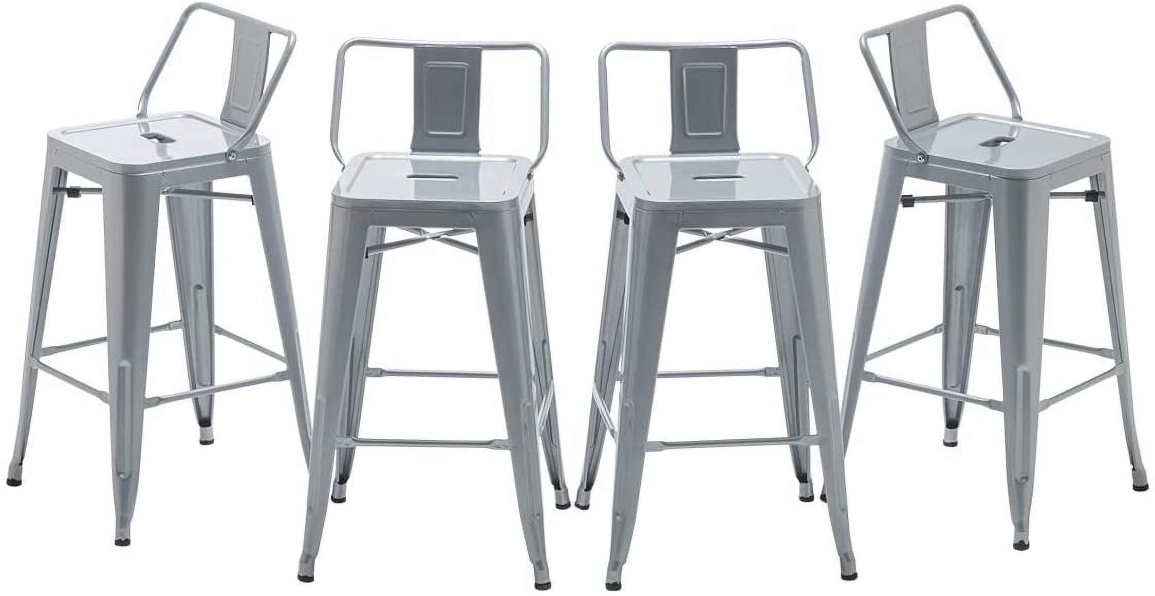 "Andeworld Set of 4 - 30"" Low Back Metal Bar Stools, Silver ...