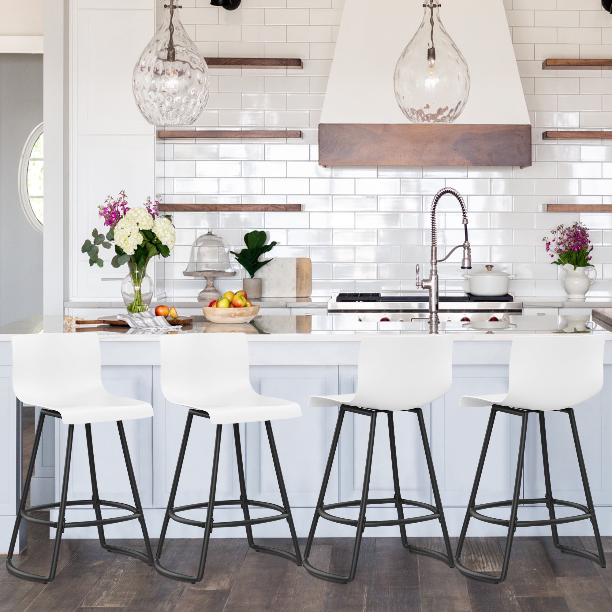 Andeworld 30" Swivel Bar Stools with Backs Plastic Counter Height ...