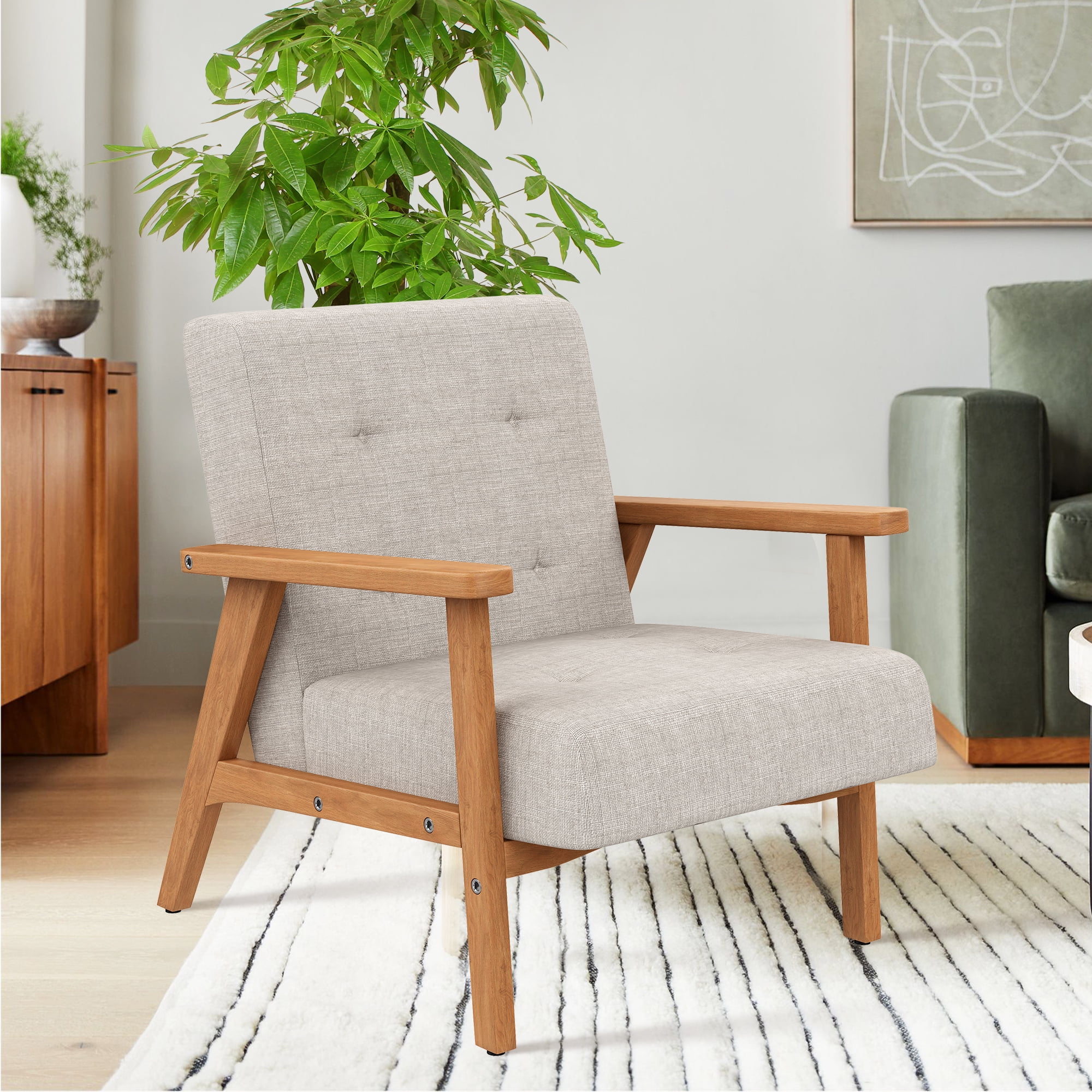 Andeworld Accent Chiar,Mid-Century Modern Chair，Upholstered Arm chair ...