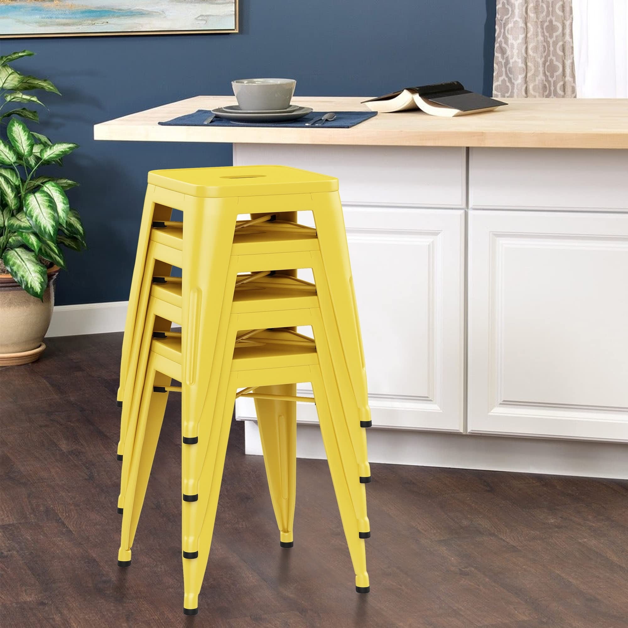 Andeworld Backless Industrial Metal Bar Stool Kitchen Stackable Kids ...