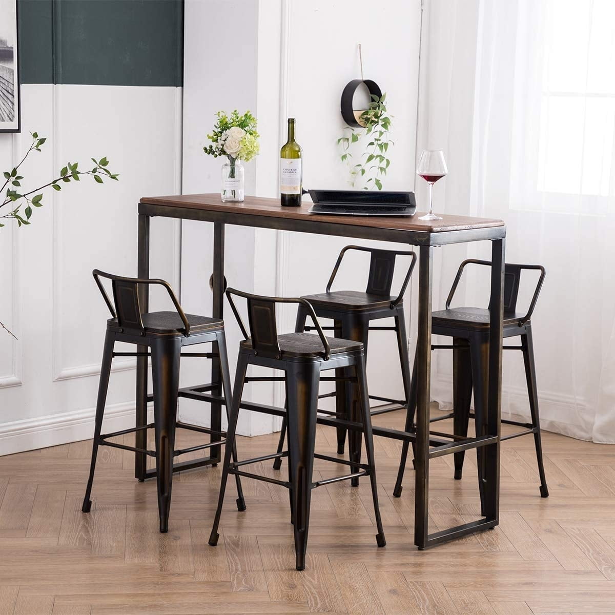 Andeworld Bar Stools 24 Inches Metal bar stools with backs Set of 4 ...