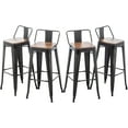 Andeworld Set of 4 Industrial Metal Bar Stools with Wooden Seats, 30 ...