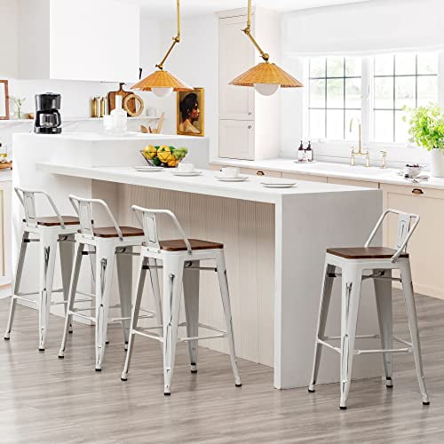 Andeworld Bar Stools Set of 4 Counter Height Stools Industrial Metal ...