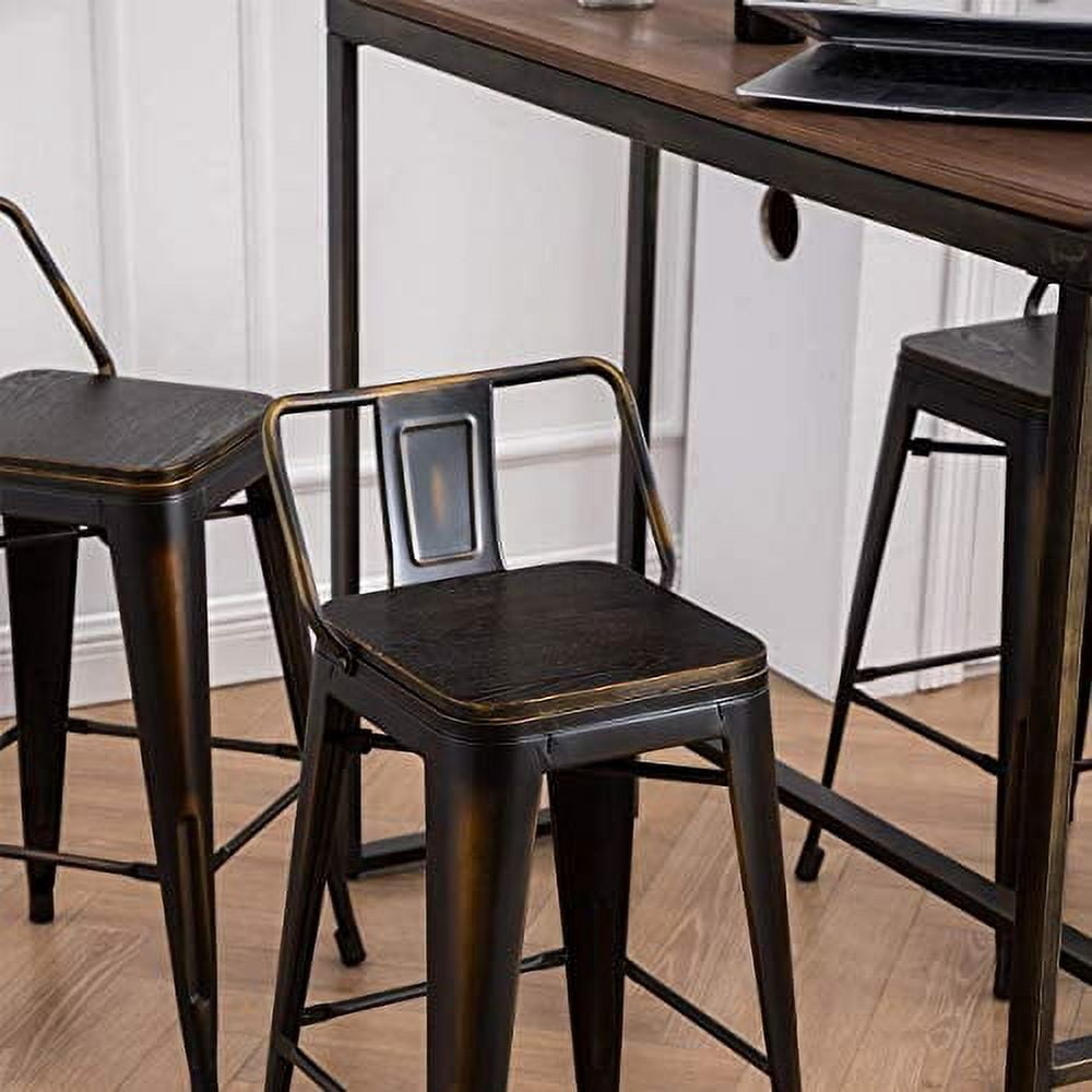 Andeworld Bar Stools Set of 4 Counter Height Stools Industrial Metal ...