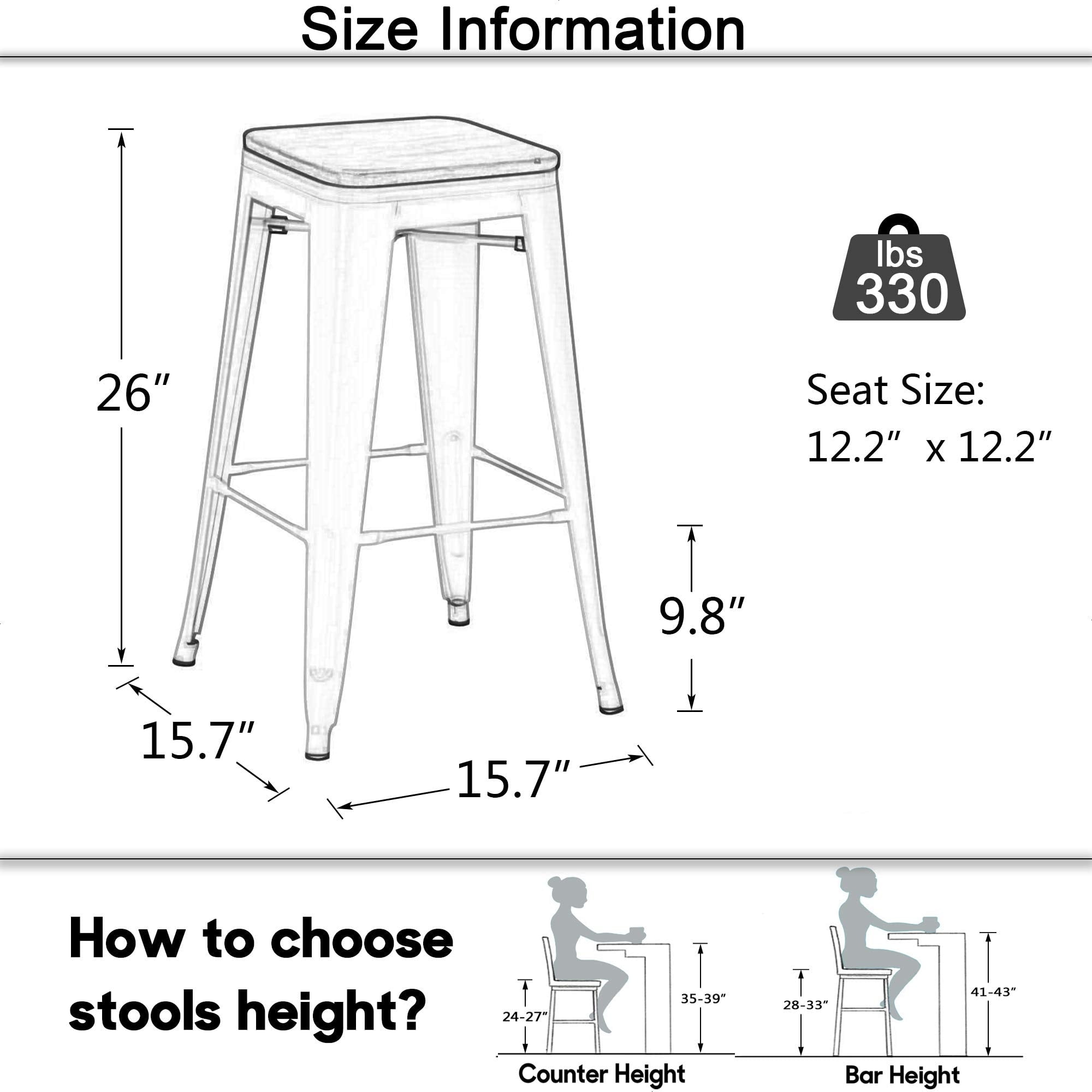 Andeworld Bar Stools Set of 4 Stackable Metal Bar Stools Industrial ...