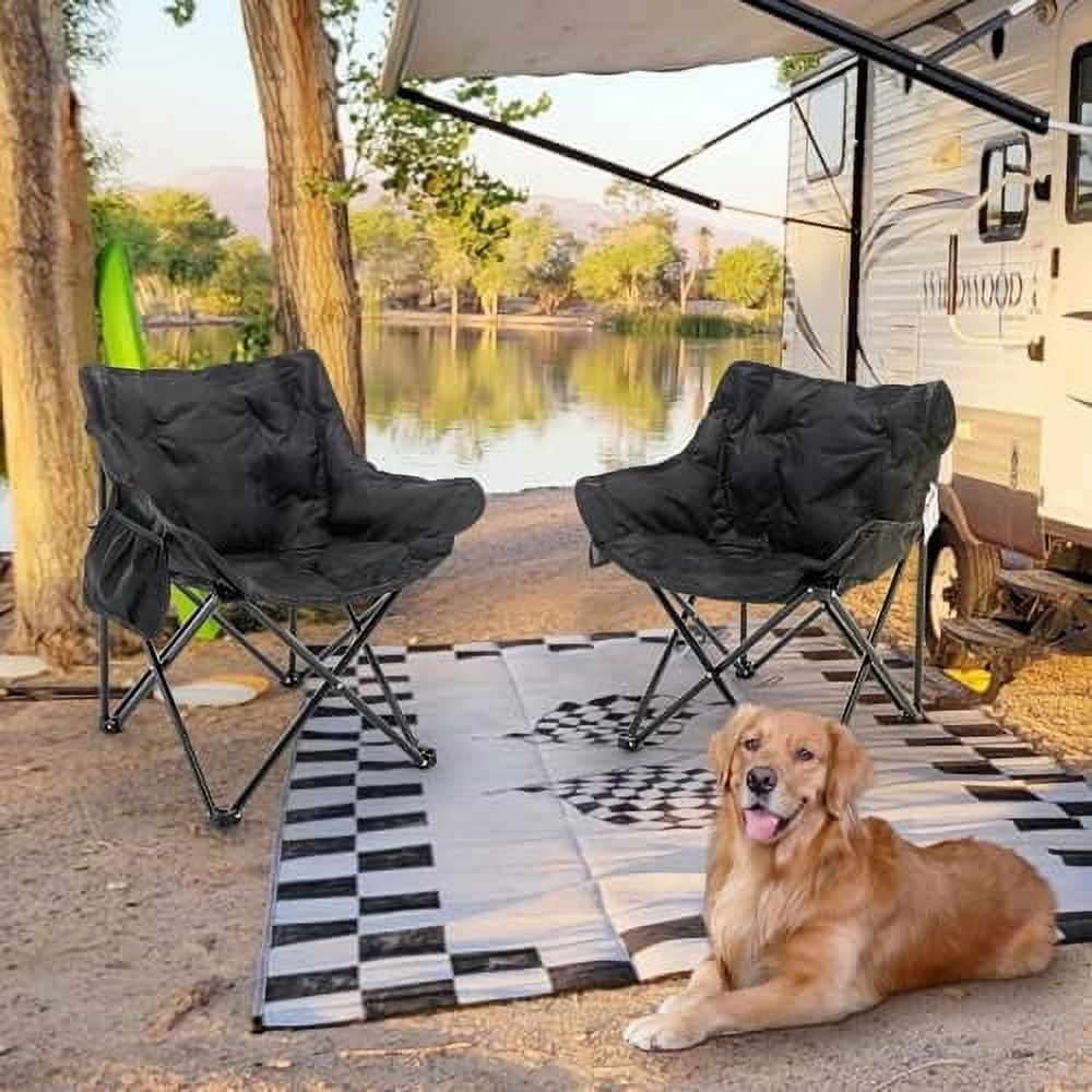 Andeworld Camping Chairs, Padded Moon Chair for Adults, Folding Camp ...