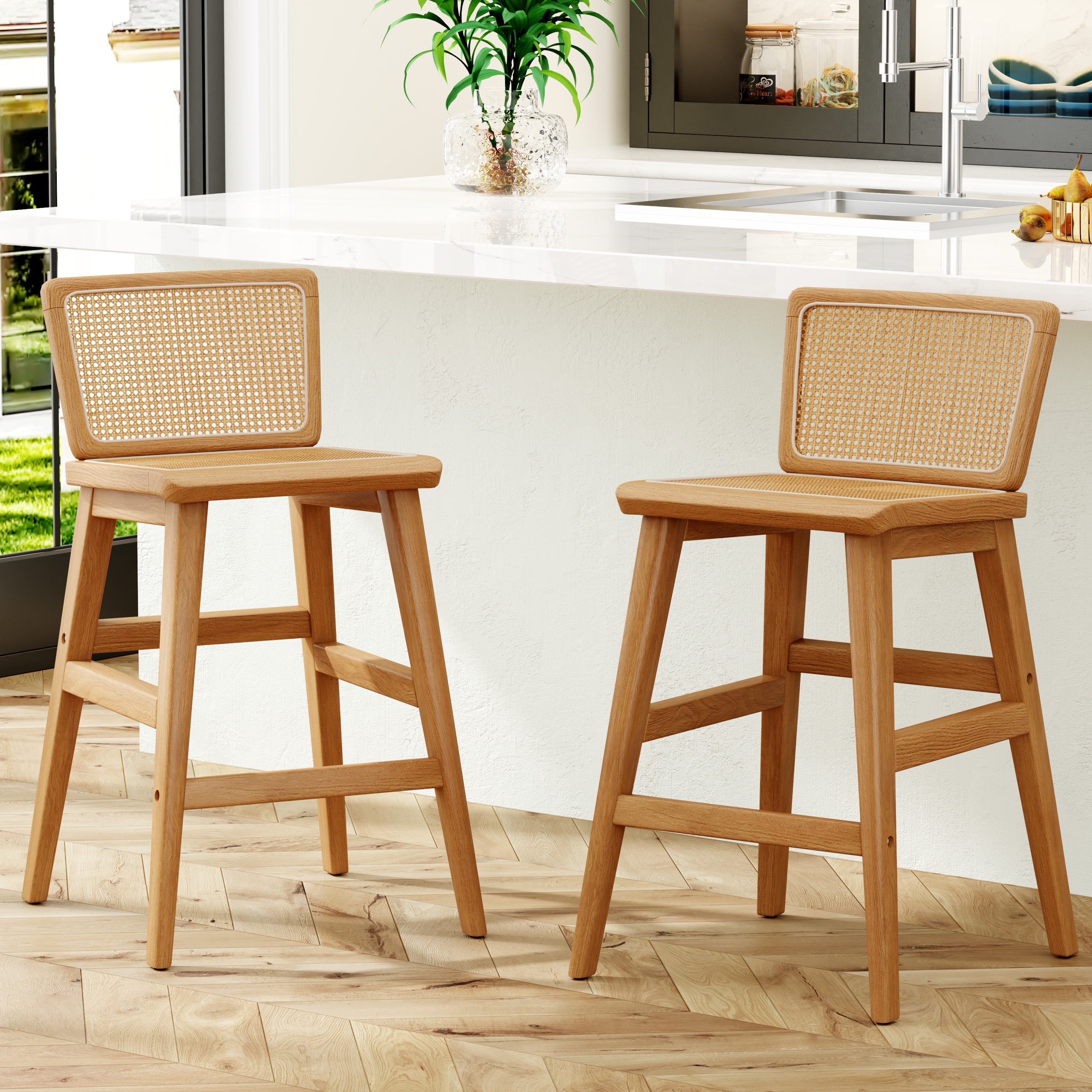 Andeworld Counter Height Bar Stools Set of 2,Mid-Century Counter Stools ...