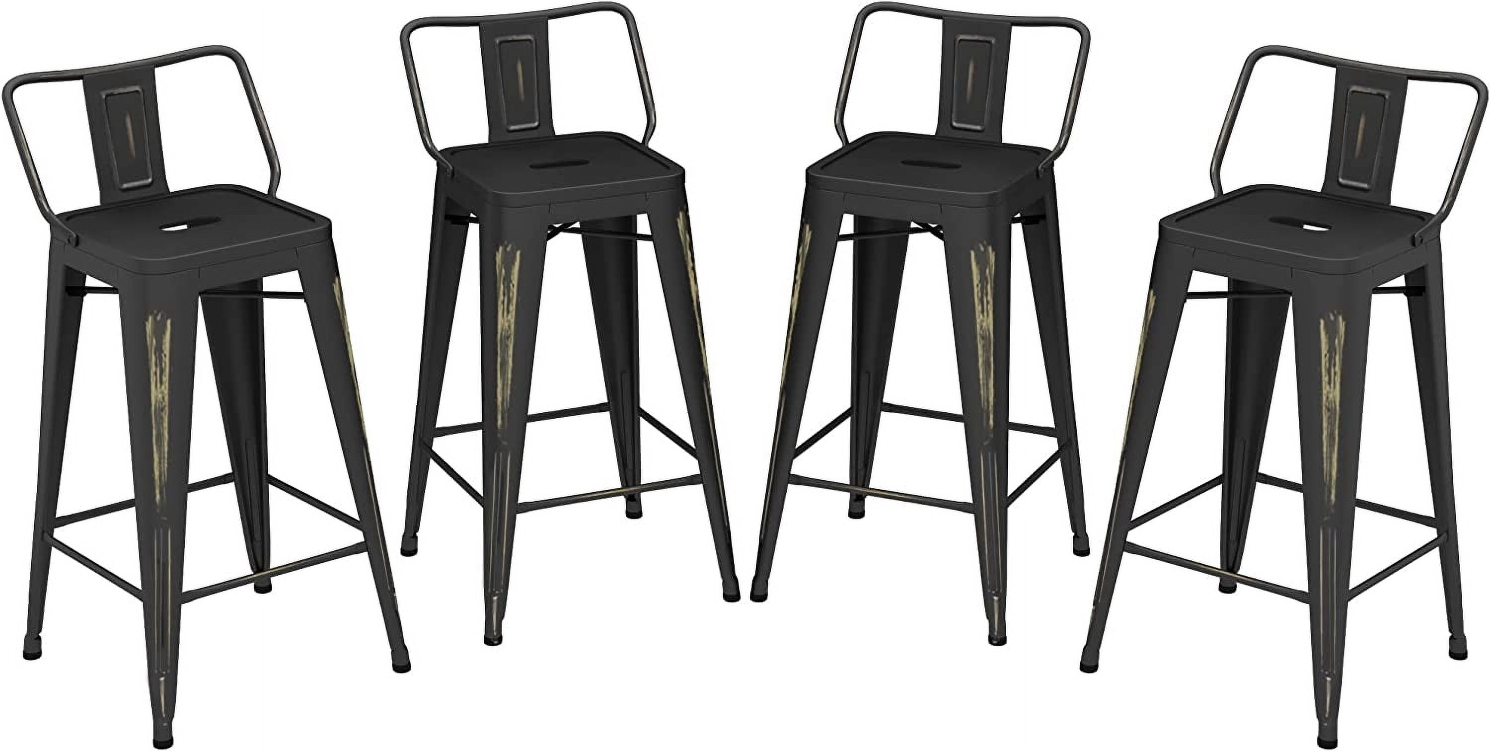 Andeworld Distressed Bar Stools Set of 4 Counter Stools Metal Barstools ...