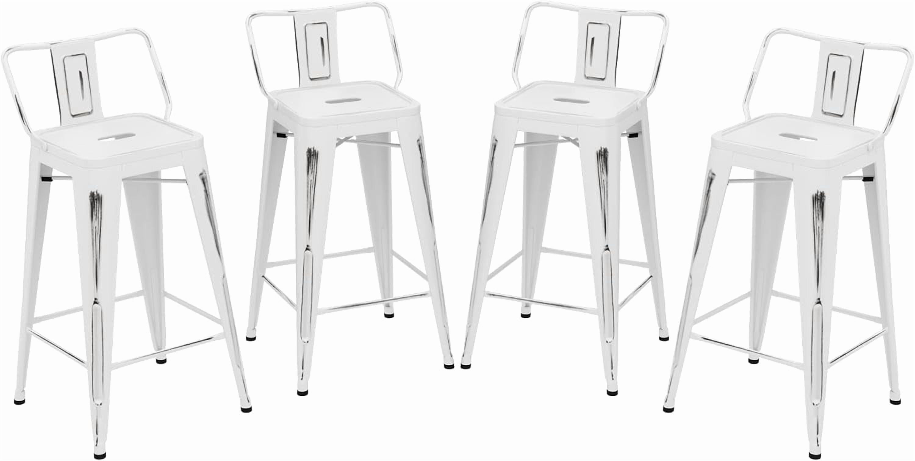 Andeworld Distressed Bar Stools Set of 4 Counter Stools Metal Barstools ...