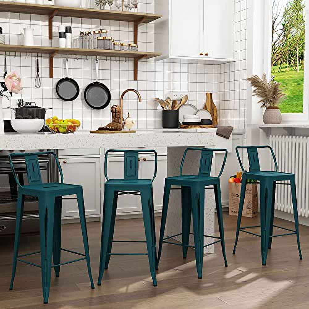 Andeworld Distressed Bar Stools Set of 4 Industrial Counter Stools ...