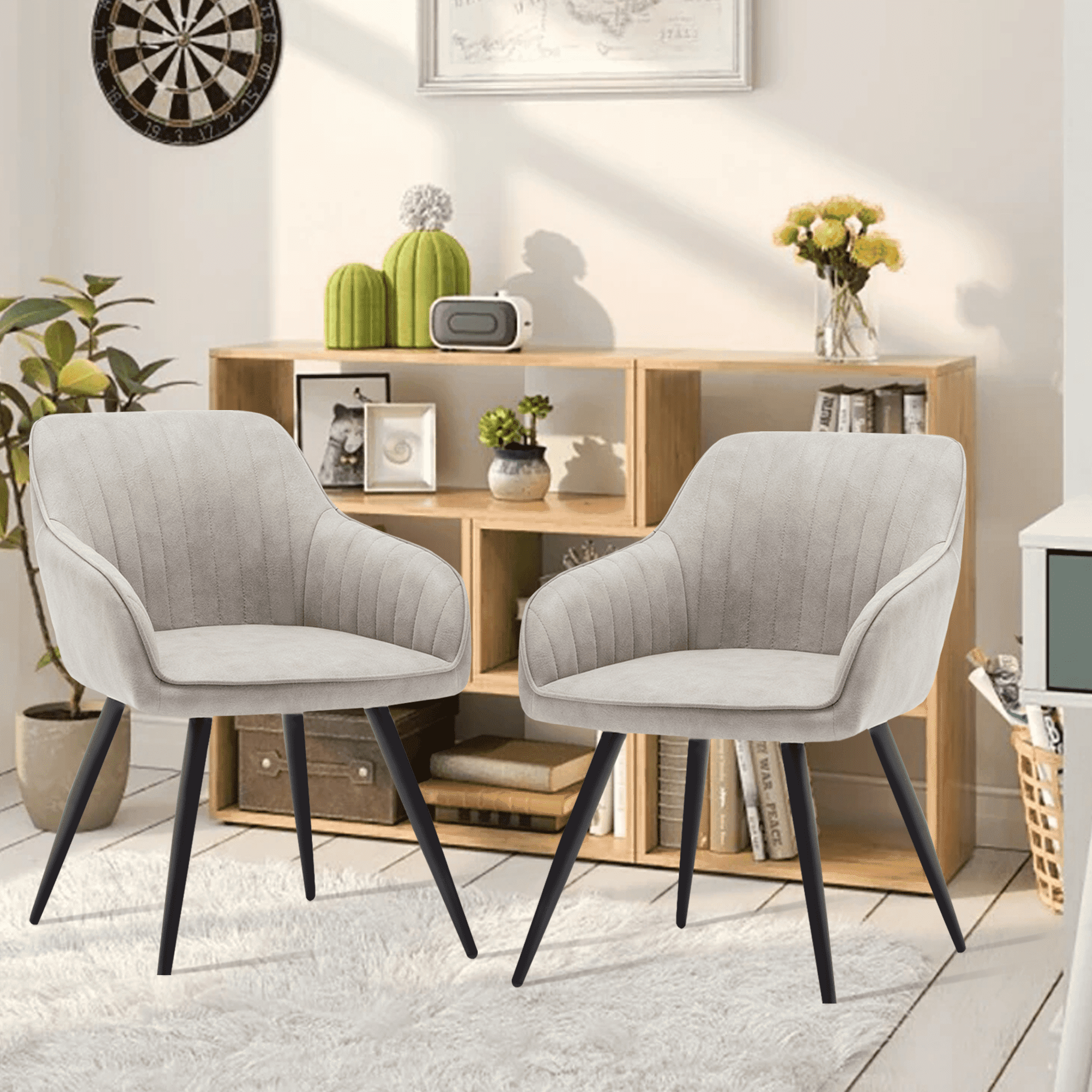 Andeworld Modern Style Faux Leather Accent Chairs with Curved Metal ...