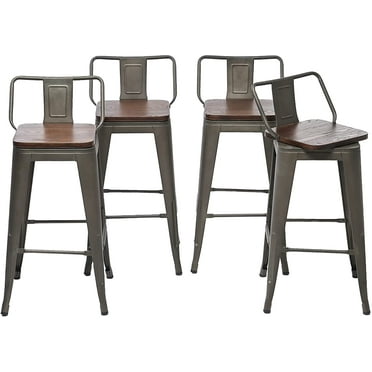 Andeworld Bar Stools Set of 4 Counter Height Stools Industrial Metal ...