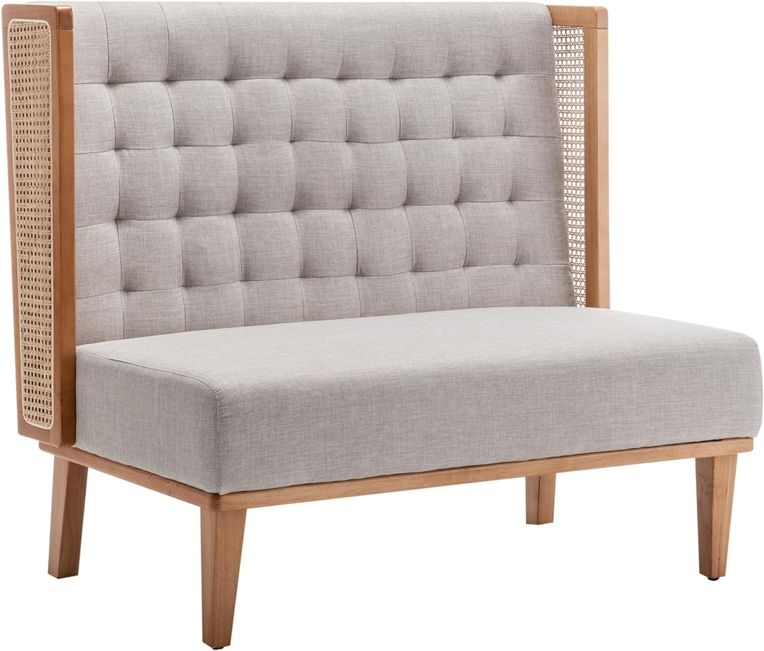 Andeworld Loveseat Settee Bench with Rattan Arms, Upholstered Modern ...