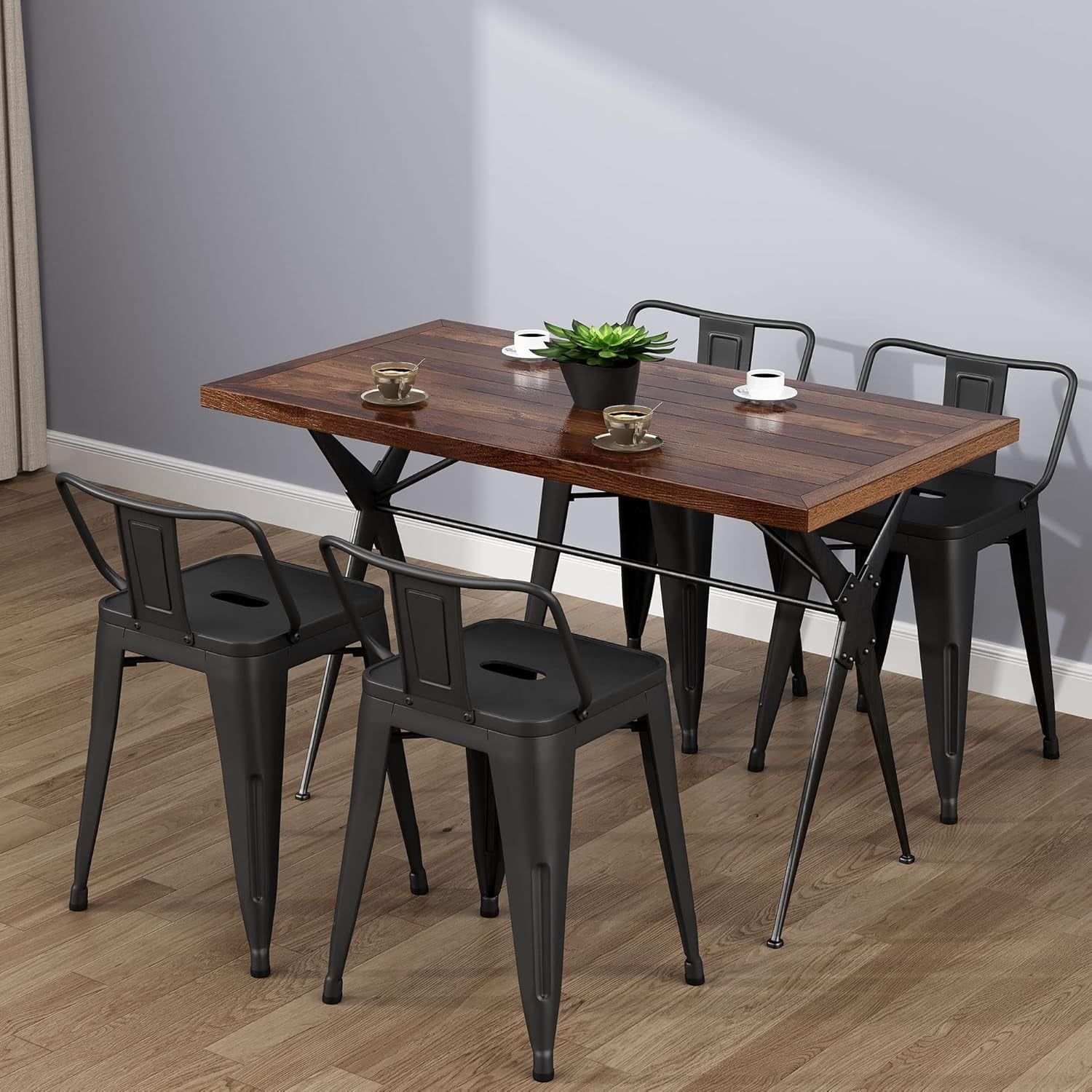 Andeworld Metal Bar Stools 18 inch, Industrial Black Stools for ...