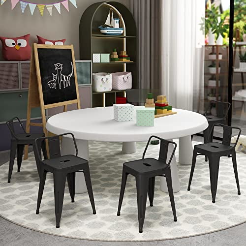 Andeworld Metal Bar Stools 18 inch, Industrial Black Stools for ...