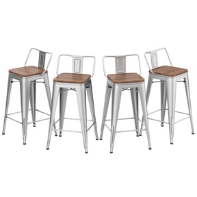 Andeworld Swivel Metal Bar Stools Set of 4, 24 Inch High Back Farmhouse ...