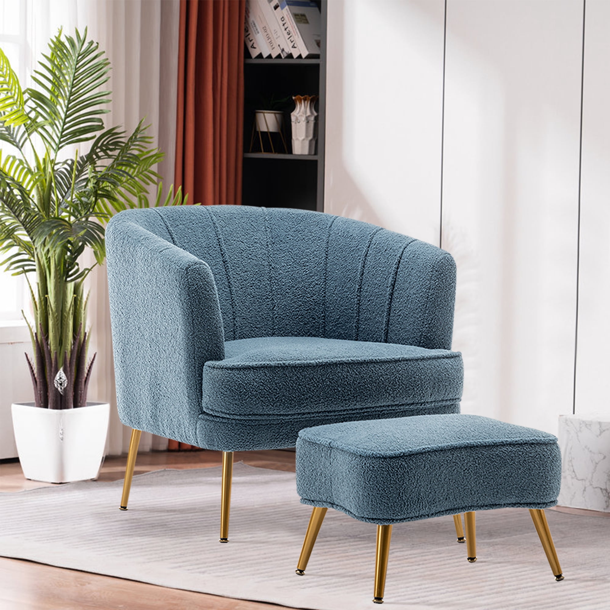 Andeworld Modern Accent Chair with Ottoman, Upholstered armchair for ...