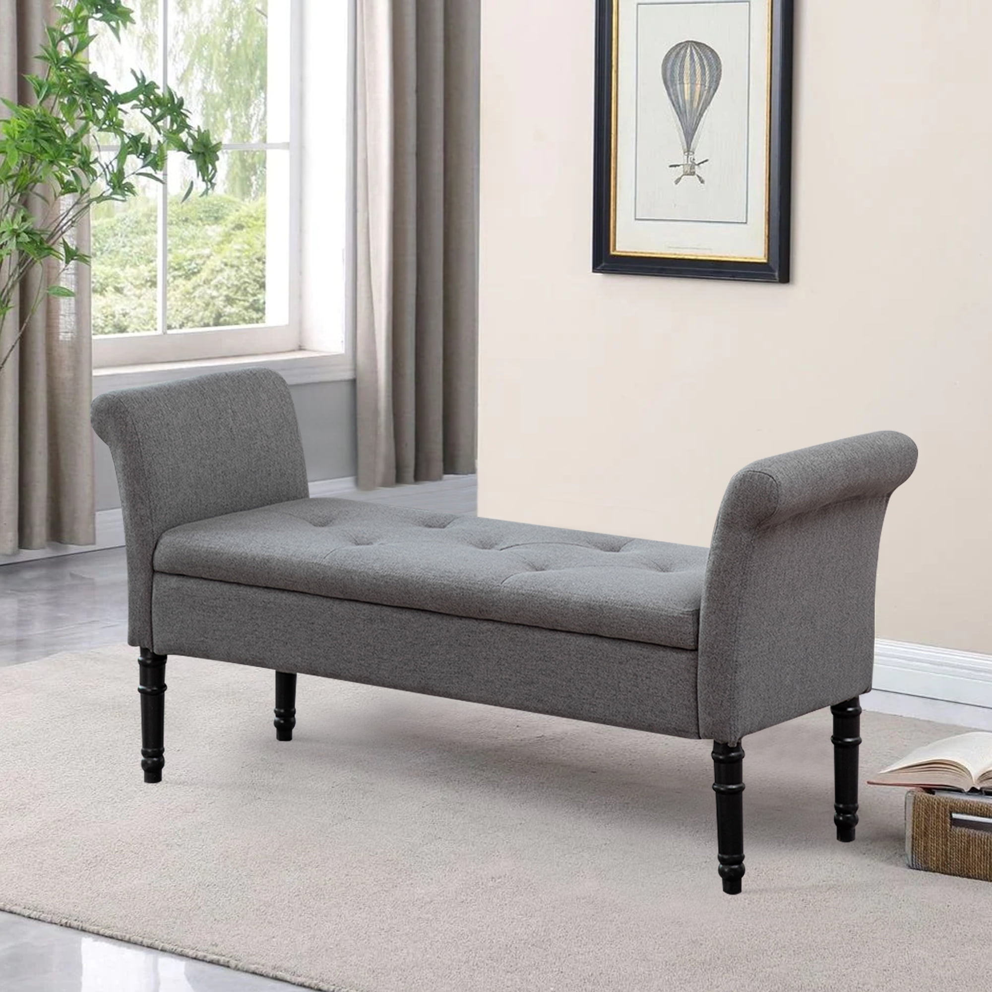 Andeworld Modern PU Leather Storage Ottoman Bench Tufted Bed Bench for ...