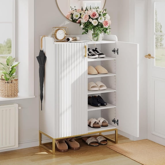 Andeworld Modern Shoe Cabinet with Metal Legs, Farmhouse Large 5-Tier ...