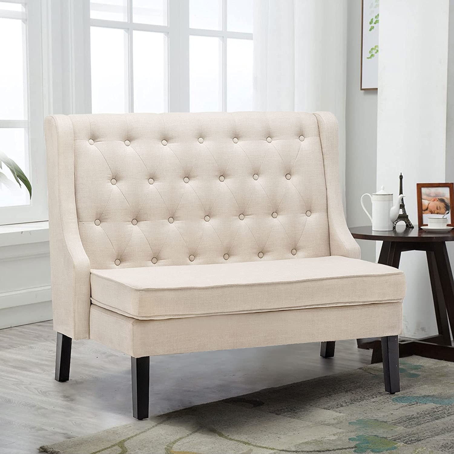 Andeworld Modern Tufted Loveaseat Settee Sofa Bench High Back with Arms ...