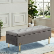 55" Upholstered Ottoman Bench with Arms Low Back,End of Bed Entryway ...