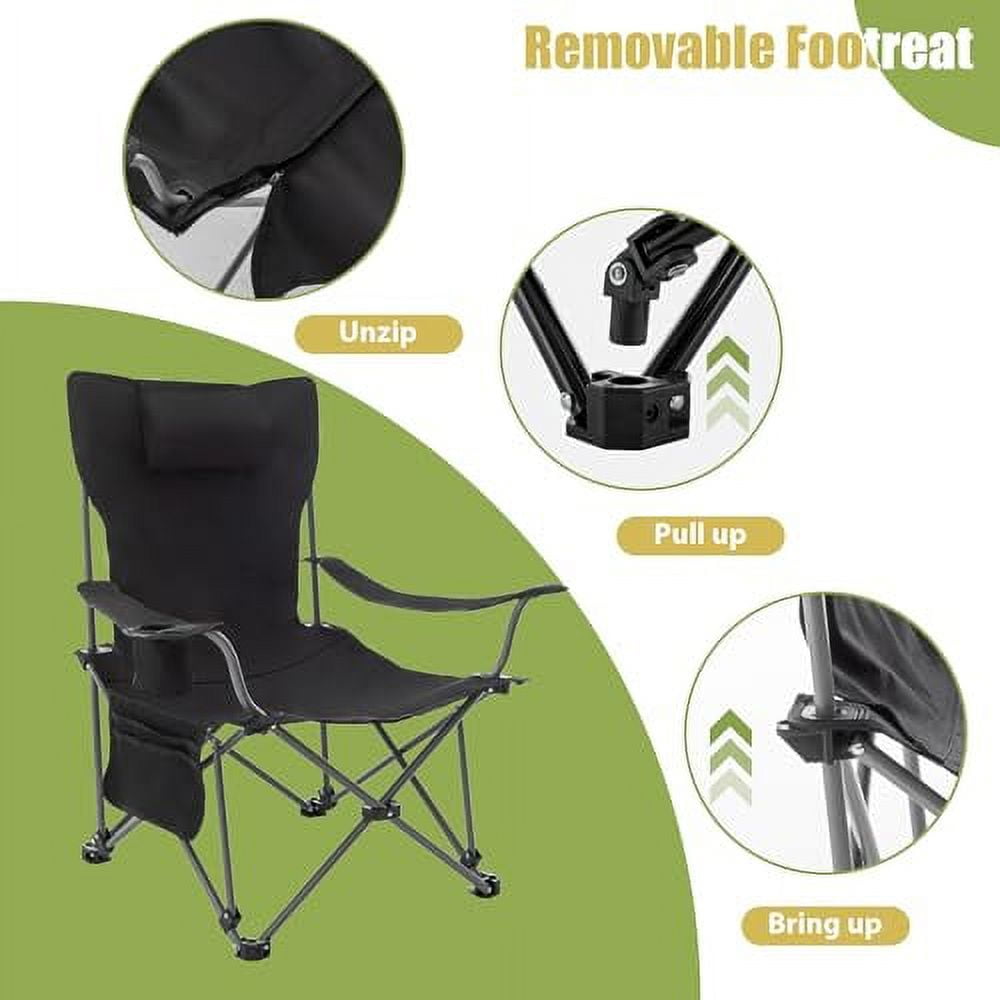 Andeworld Reclining Camping Chair Set of 2 with Removable Footrest ...