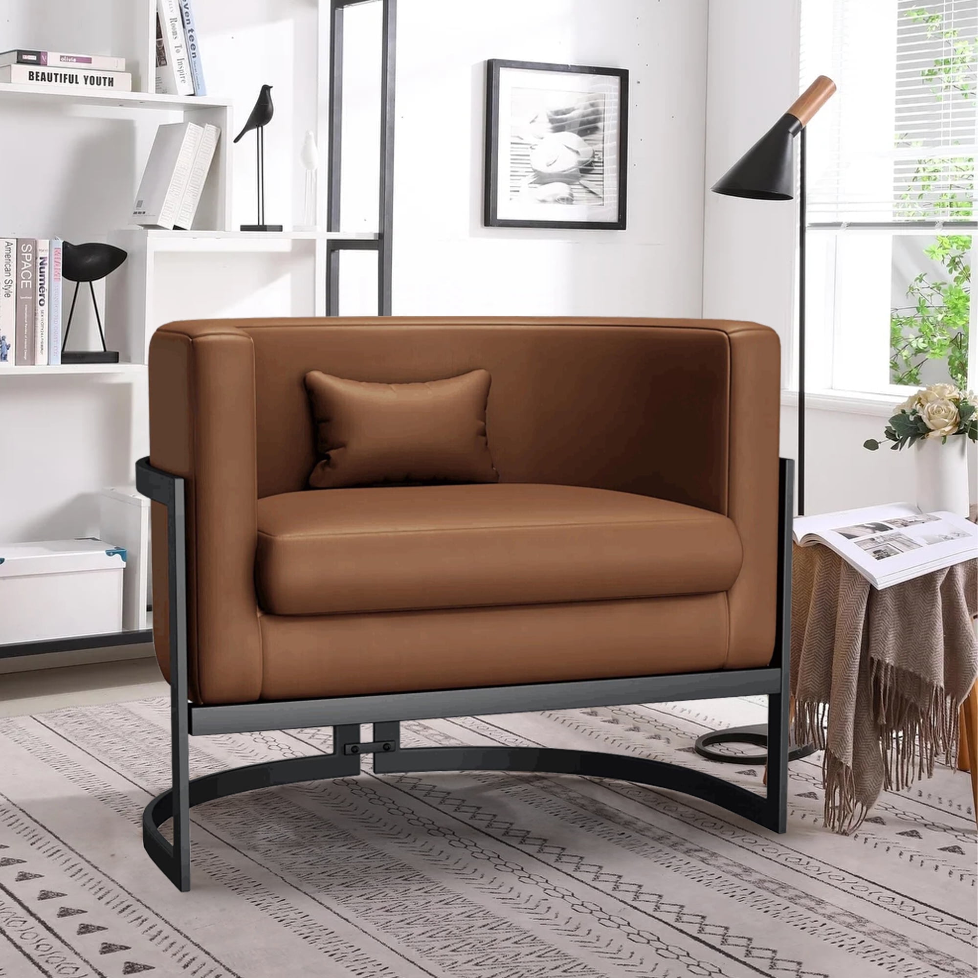 Andeworld Upholstered Accent Armchair, Modern Wide Chair for Living ...