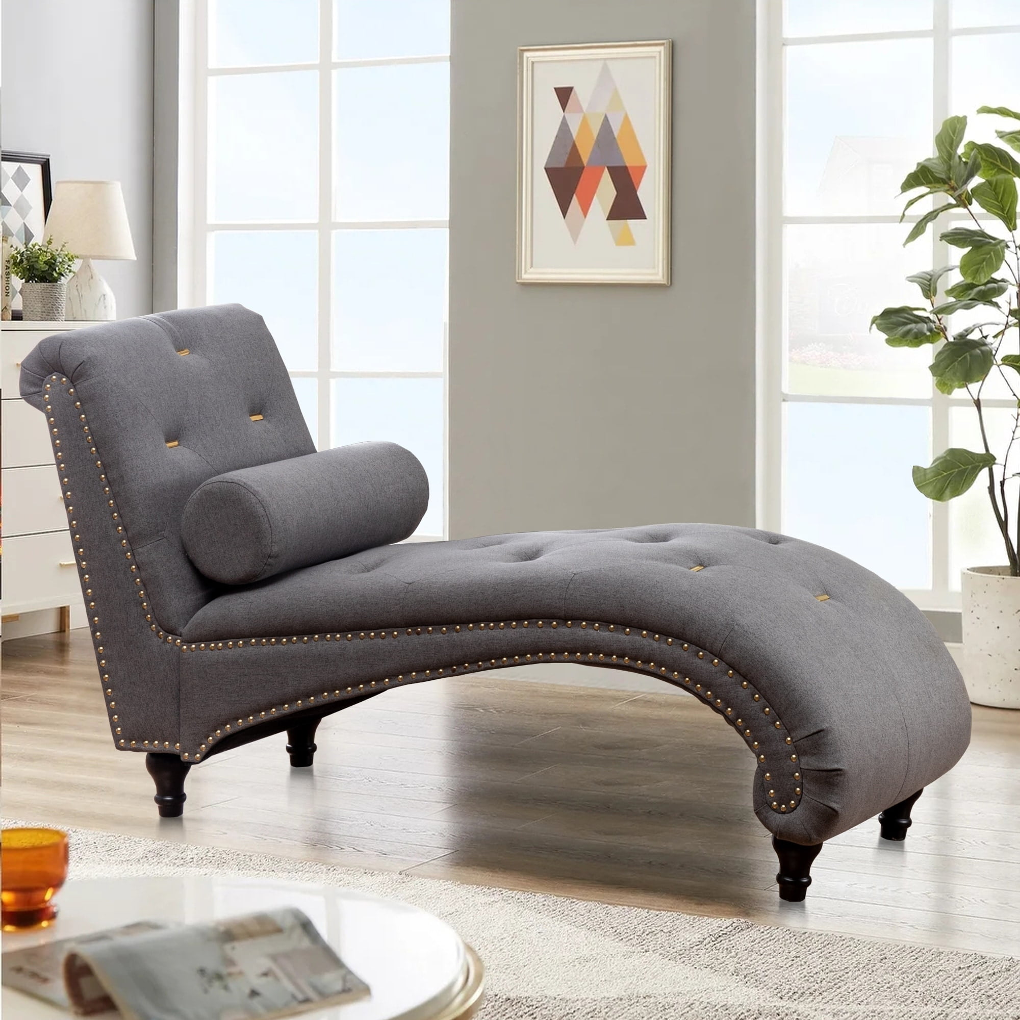 Andeworld Upholstered Chaise Lounge Indoor Chaise Lounge Chair with ...