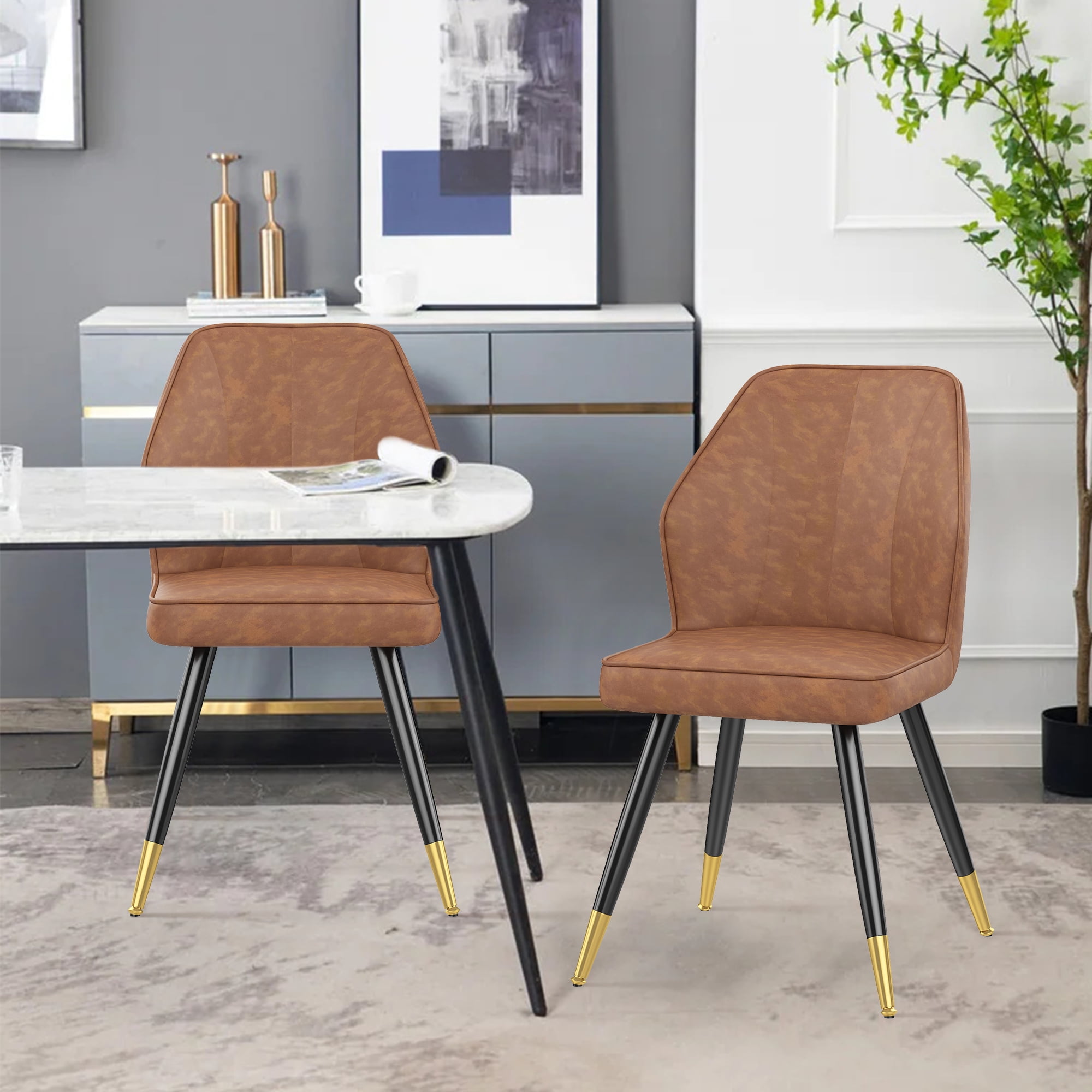 Andeworld Upholstered Dining Chairs Set of 2, Modern Armless Chairs for ...