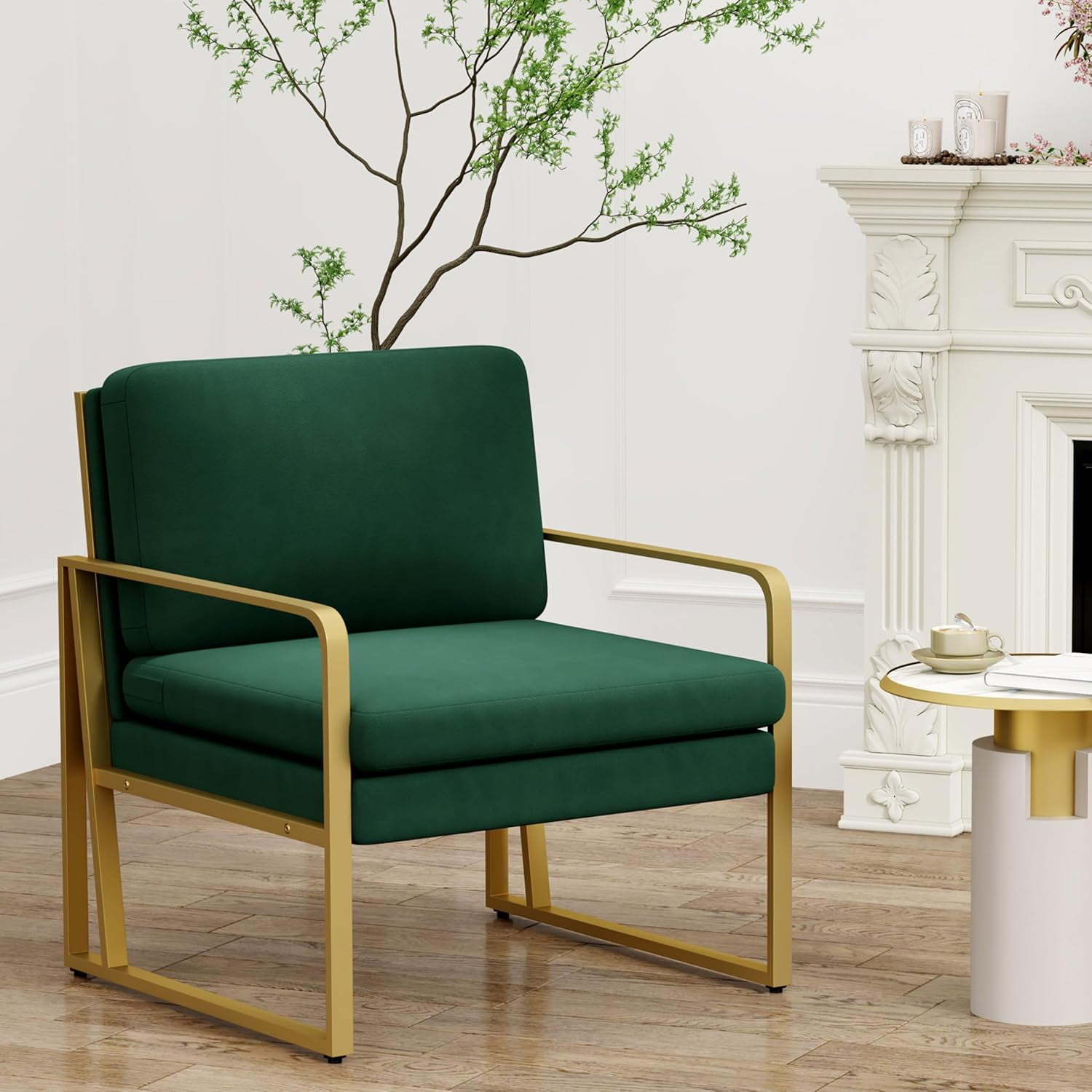 Andeworld Velvet Accent Chair, Mid Century Living Room Armchair ...