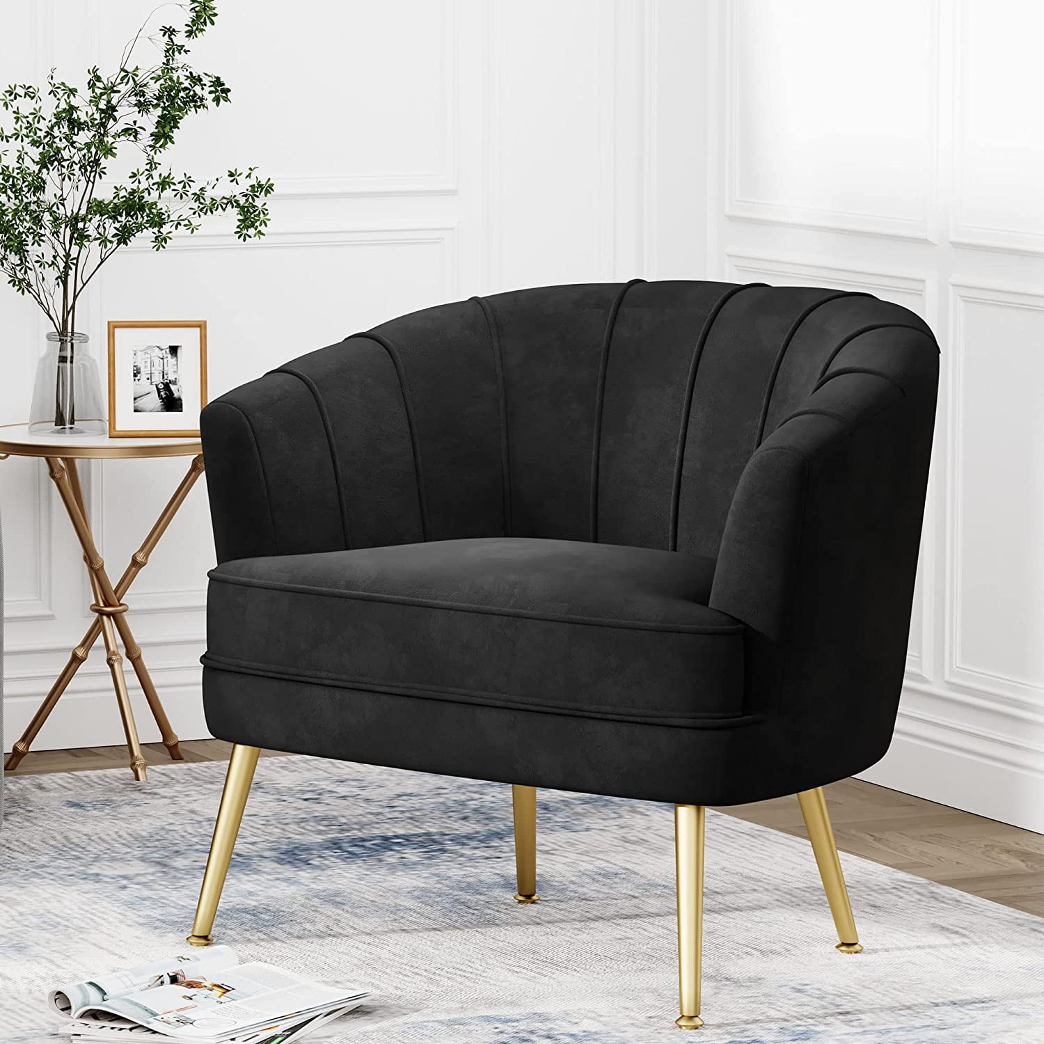 Andeworld Velvet Accent Chair, Upholstered Modern Single Sofa Side ...