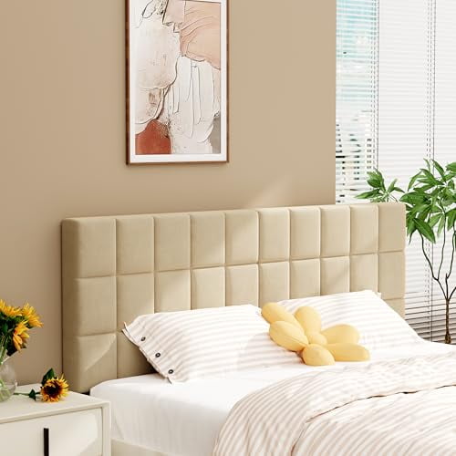 Andeworld Velvet Upholstered Tufted King Size Headboard,Wood Head Board ...